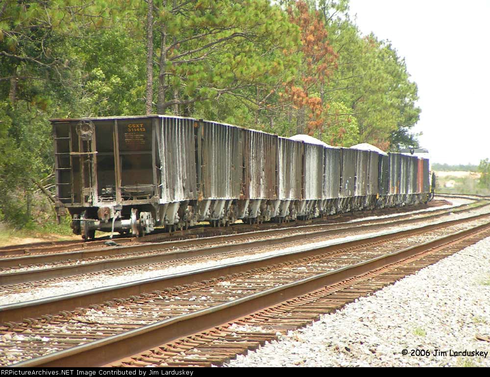 Looking RR North with Ballast train on the new rock spur, then CSX's Avalon Siding and the CSXT Main